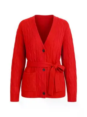 NILI LOTAN Tirza Cable-knit Cardigan - Red