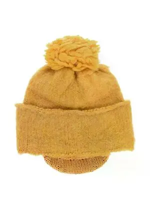 Dsquared2 Ribbed Knit Pom-pom Visor Beanie