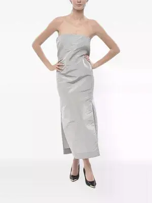 SUPER BLOND Silk-organza Strapless Midi Dress - Grey