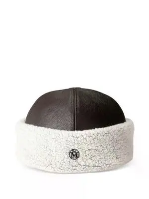 MAISON MICHEL Marthe Leather And Shearling Hat - Brown
