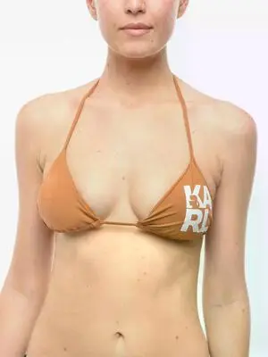 Karl Lagerfeld Logo-print Triangle Bikini Top - Neutrals