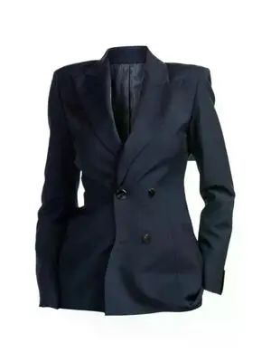SA SU PHI Navy Peak Lapel Double-breasted Blazer