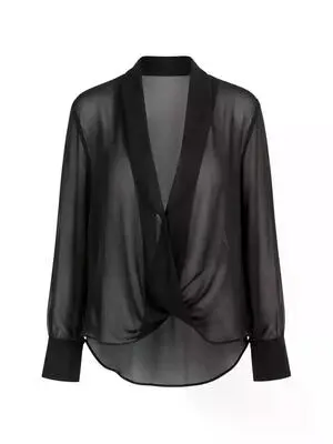 SA SU PHI Criss-cross Sheer Shirt - Black