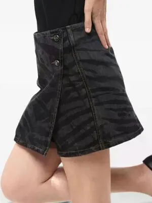 GANNI Animal Print Wrap Mini Skirt