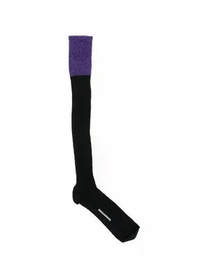 Dsquared2 Ribbed Lurex-detail Over-the-knee Socks - Black