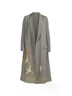 IBRIGU Ibrigü Bird-print Long-sleeve Coat