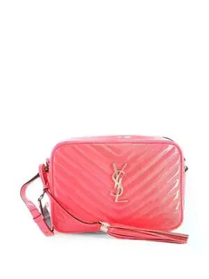 Saint Laurent Camera Bag Matelassé Chevron Patent Small Crossbody Bag - Pink