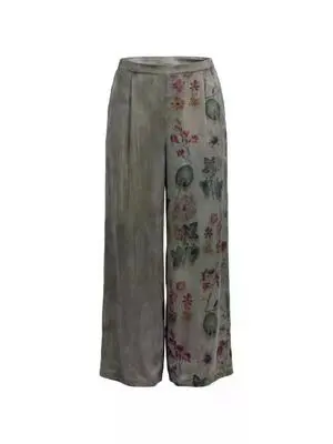 Avant Toi Patchwork Floral-print Palazzo Pants - Grey