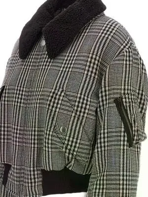 Stella McCartney Houndstooth Check Faux Fur Collar Jacket