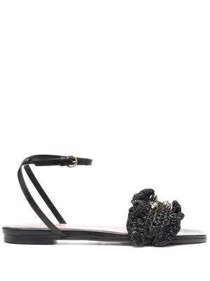 Red Valentino Rhinestone-embellished Flat Sandals - Black