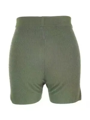 Jacquemus Ribbed Knit Shorts With Gold-tone Logo - Green