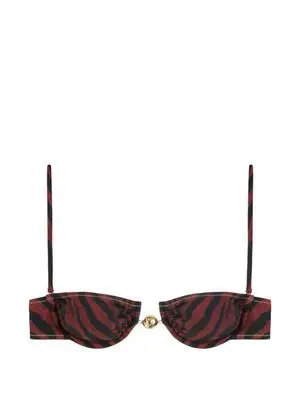 REINA OLGA Hammond Tiger-print Clasp Bikini Top - Red