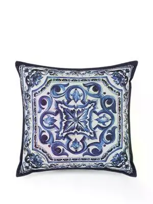 DOLCE & GABBANA CASA Maiolica-print Outdoor Cushion - Blue