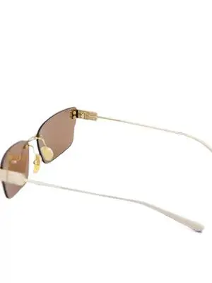 Balenciaga Bronze-tone Cat-eye Rimless Logo Plaque Sunglasses