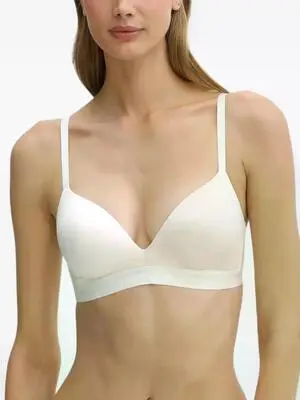 Armani Exchange Logo-tape Triangle Bra - Neutrals