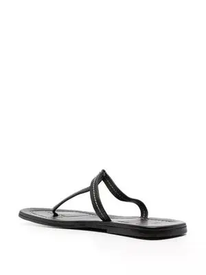 TOTEME T-bar Leather Sandals - Black
