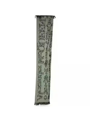 Alexander McQueen Printed Fringed Wool Scarf