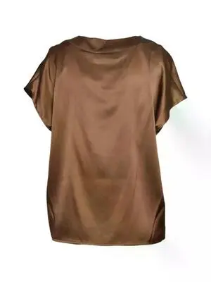 SOLOTRE Satin Finish V-neck Blouse