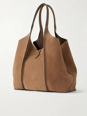 TOD'S T Timeless Suede Shoulder Bag - Neutrals