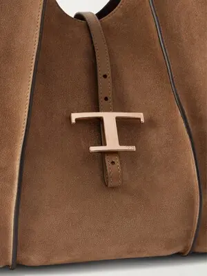 TOD'S T Timeless Suede Shoulder Bag - Neutrals