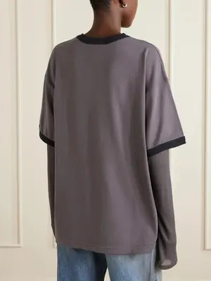 Acne Studios Logo-print Layered Cotton-jersey T-shirt - Purple