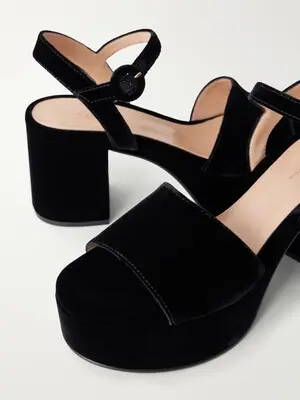 GIANVITO ROSSI Carol 35 Velvet Platform Sandals