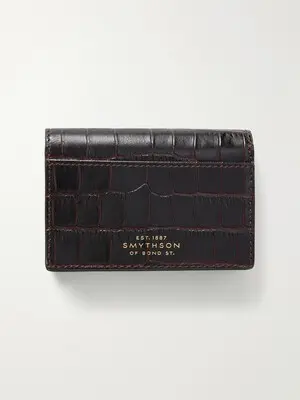 Smythson Mara Croc-effect Leather Wallet