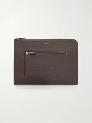 Smythson Ludlow Textured-leather Laptop Case - Brown