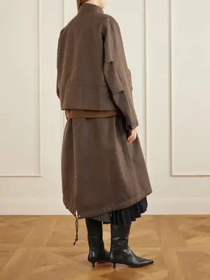 Sacai Shell-trimmed Wool-flannel Coat