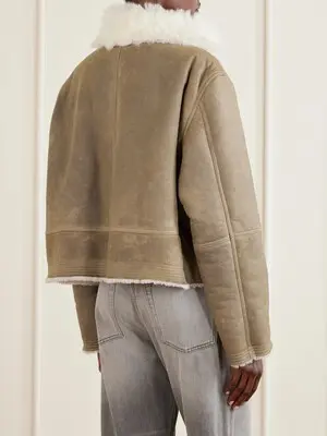 Rick Owens Belted Shearling-trimmed Suede Jacket