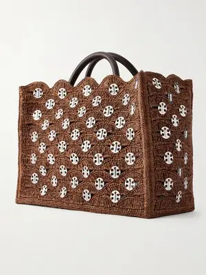Rabanne Embellished Sac A Main Raffia Tote Bag