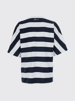 Jacquemus Striped Cotton T-shirt With Crewneck And Button Placket