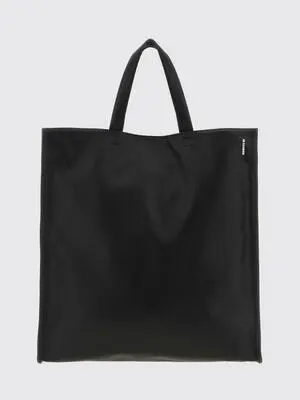 JIL SANDER Large Light Smooth Calfskin Leather Tote Bag With Double Handle - Black