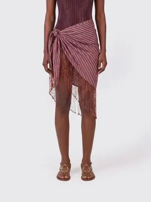 Andamane Striped Cotton Pareo Skirt - Black