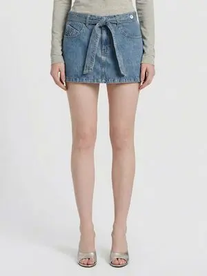 Attico Cotton Denim Mini Skirt - Blue