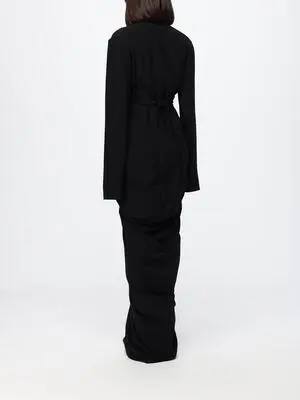 Rick Owens Asymmetrical Draped V-neck Long Evening Gown
