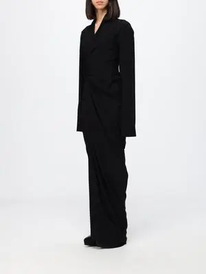 Rick Owens Asymmetrical Draped V-neck Long Evening Gown