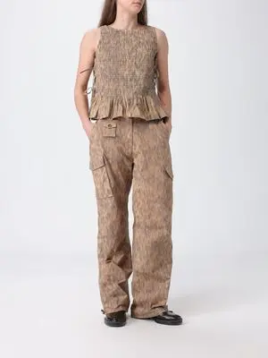 GANNI Organic Cotton Cargo Trousers With Animal Print