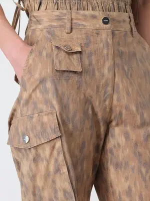 GANNI Organic Cotton Cargo Trousers With Animal Print
