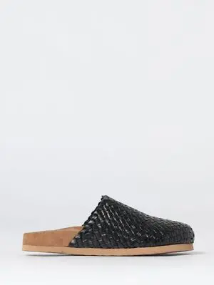 Dragon Diffusion Woven Leather Sabot Mules With Low Heel And Round Toe - Black