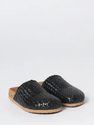 Dragon Diffusion Woven Leather Sabot Mules With Low Heel And Round Toe
