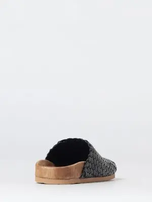 Dragon Diffusion Woven Leather Sabot Mules With Low Heel And Round Toe