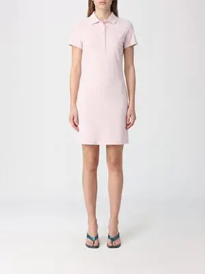 Burberry Slim Fit Stretch-cotton Mini Polo Dress With Ekd Embroidery - Pink