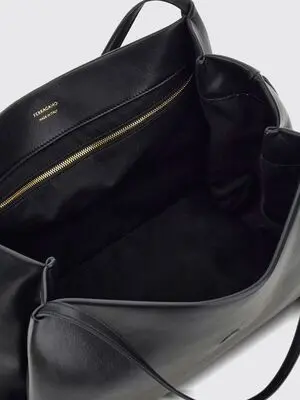 FERRAGAMO Mia Calfskin Shoulder Bag With Gancini Logo - Black