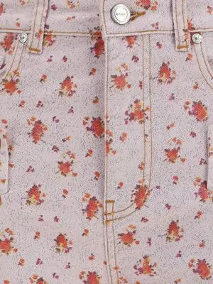 GANNI Floral Stretch Cotton Denim Cropped Jeans