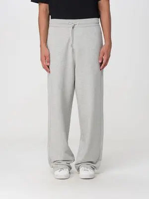 AMI Paris Straight-leg Cotton Jogging Pants With Embroidered Logo - Grey