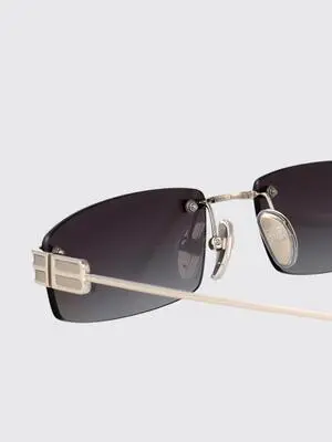 Balenciaga Rectangular Aviator Metal Sunglasses With Monogram Logo