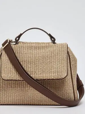 Orciani Sveva Small Raffia Handbag With Removable Shoulder Strap