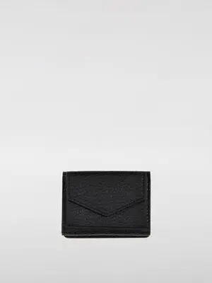 MAISON MARGIELA Grained Leather Tri-fold Wallet With Four Stitches Logo - Black