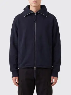 THOM KROM Zipped Cotton Sweatshirt With Sailor Collar
